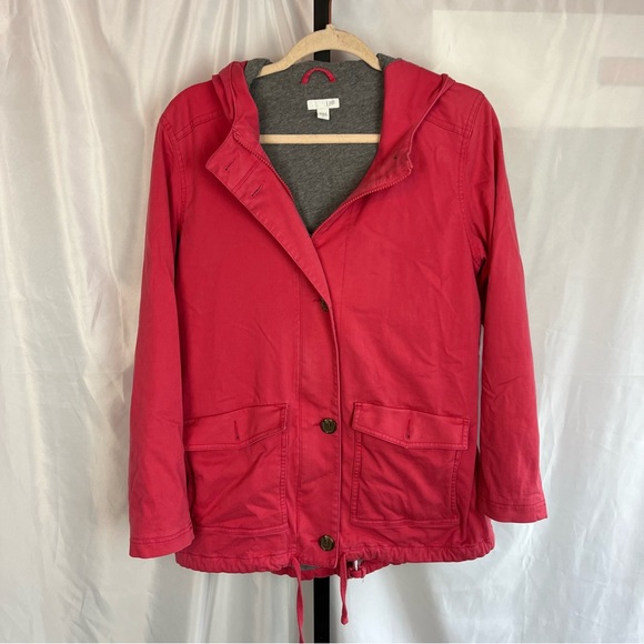 J. Jill | Jackets & Coats | J Jill Pink Full Zip Hooded Jacket Size ...